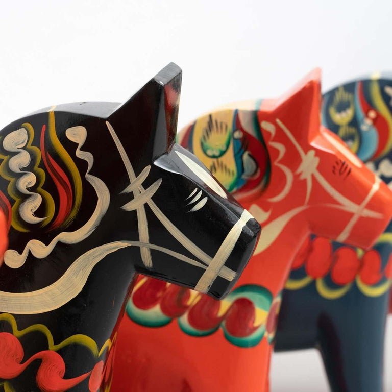 Set of 5 Swedish Folk Wooden Dala Horse Toys, circa 1960 For Sale at ...