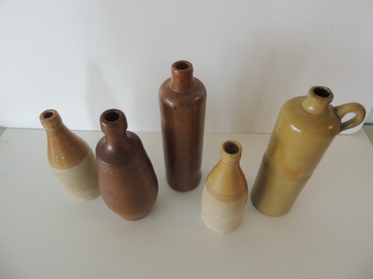 Set of '5' Vintage Mid-Century Modern Pottery Bottles at 1stDibs