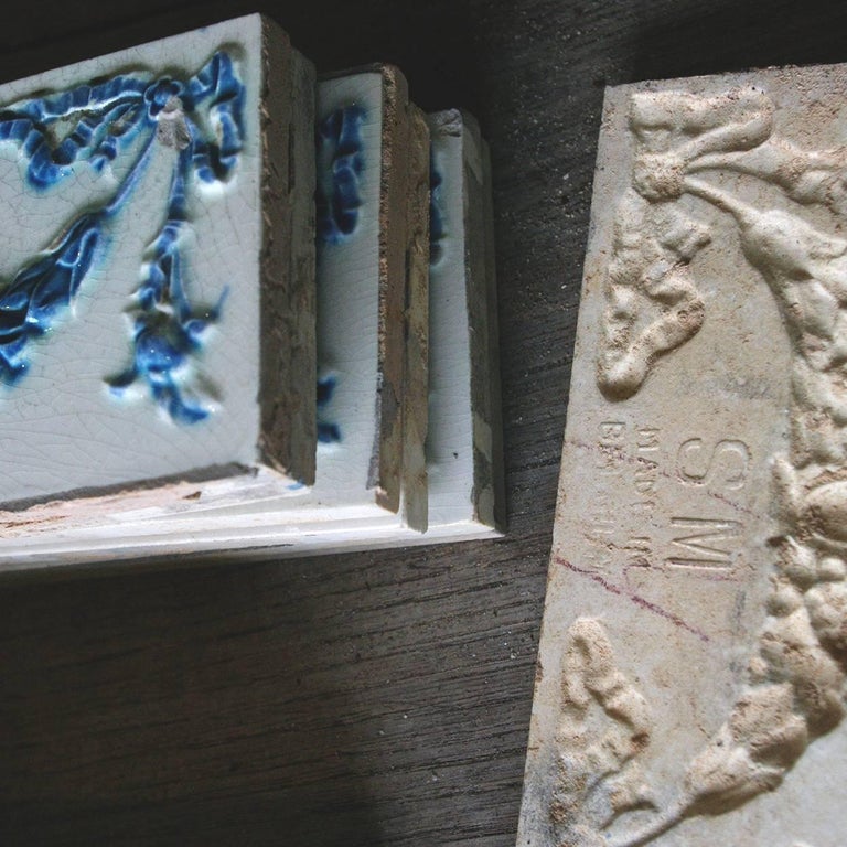 Set of 50 Hand Painted Ceramic Relief Tiles by Societe Morialme, 1895 ...