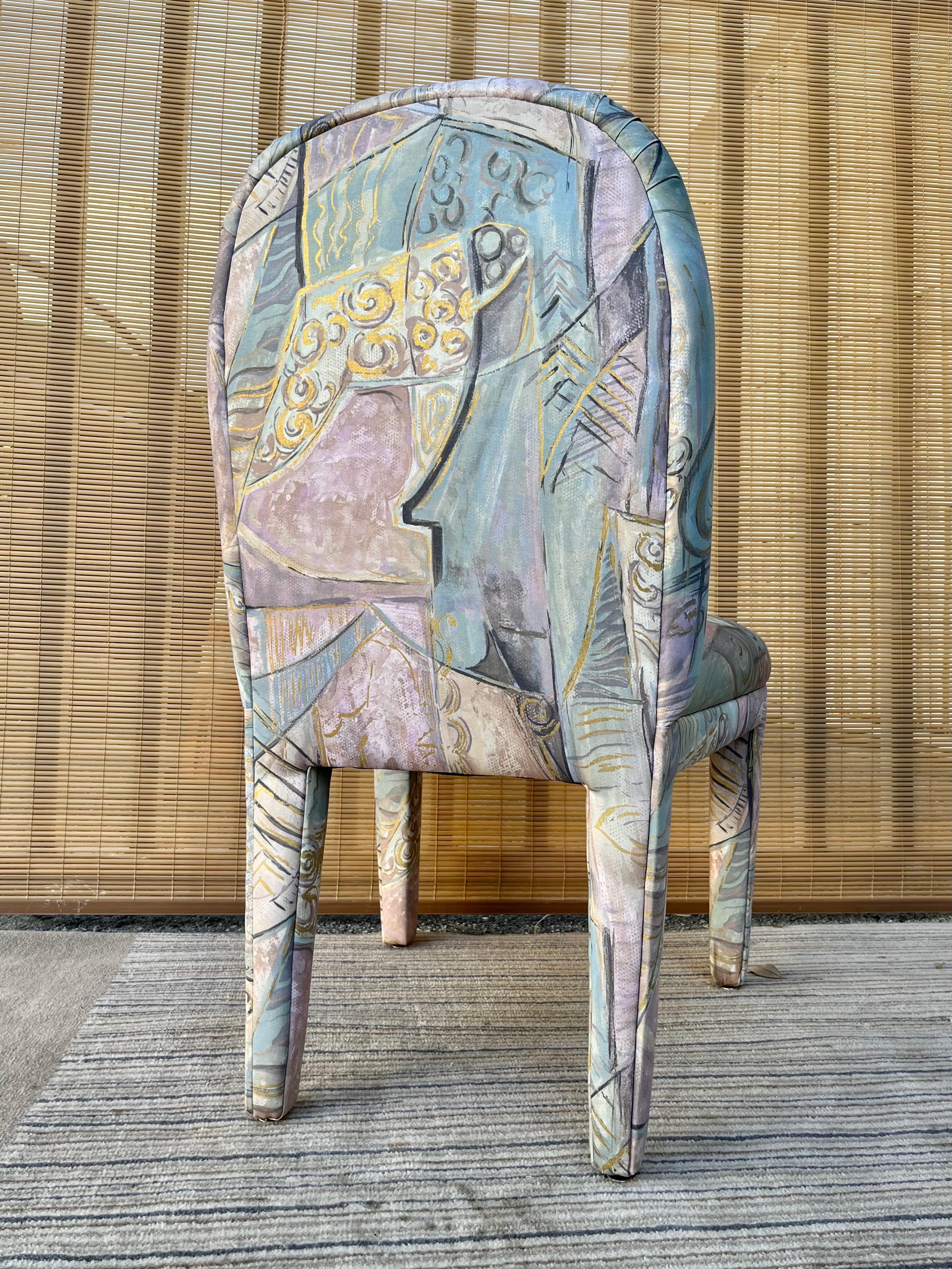 Set of 6 1980s Fully Upholstered Postmodern Dining Chairs by Weiman ...