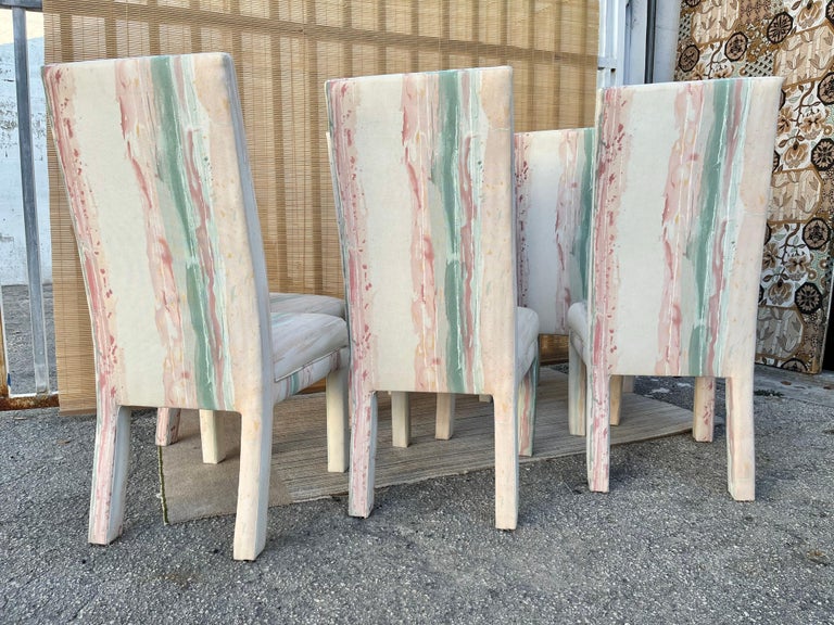 Set of 6 1980s Postmodern High Back Fully Upholstered Dining Chairs For ...
