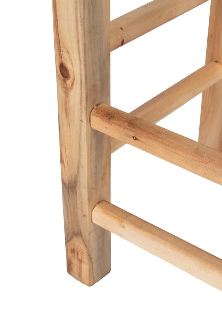 Set of 6 1990s Spanish Wooden Rope Bottomed Stools w/ Backrest For Sale ...