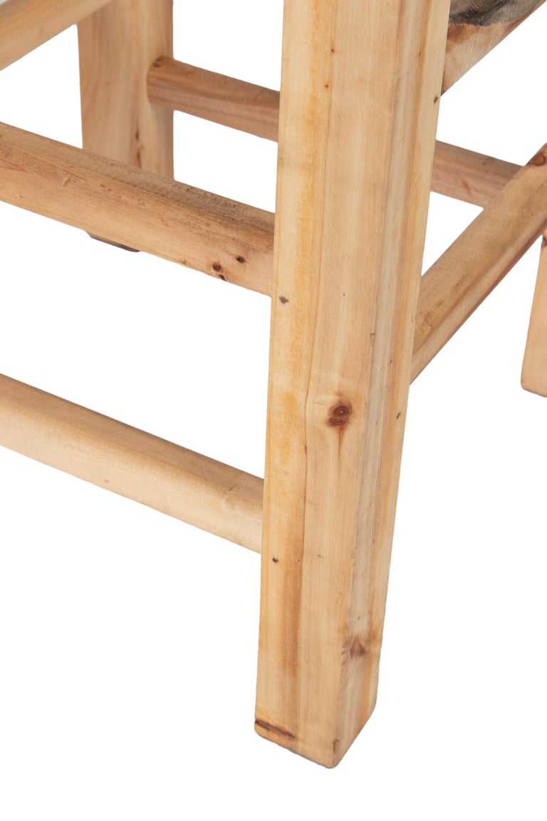 Set of 6 1990s Spanish Wooden Rope Bottomed Stools w/ Backrest For Sale ...
