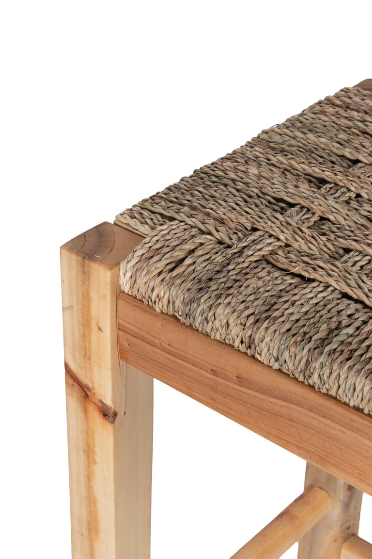 Set of 6 1990s Spanish Wooden Rope Bottomed Stools w/ Backrest For Sale ...
