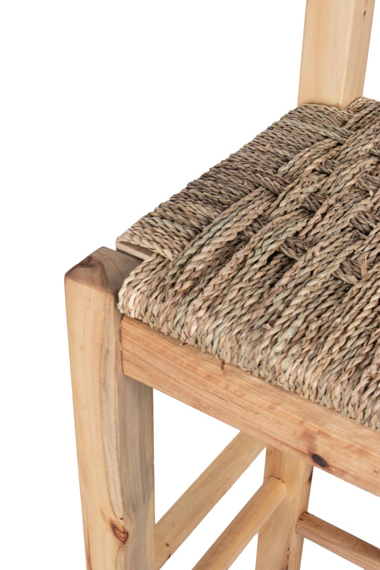 Set of 6 1990s Spanish Wooden Rope Bottomed Stools w/ Backrest For Sale ...