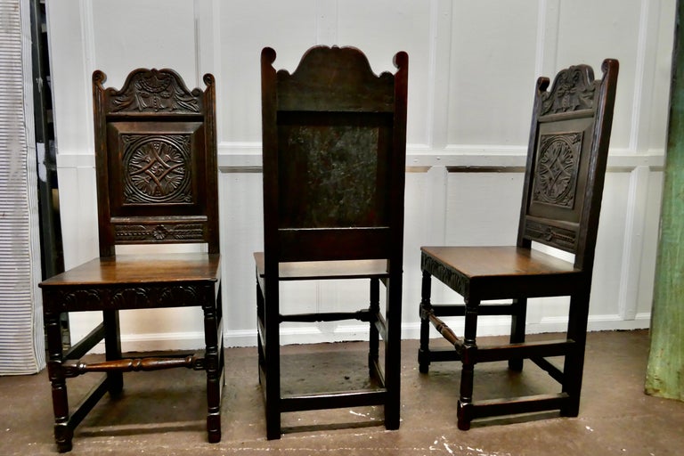 Set of 6 19th Century Gothic Oak Celtic Design Country Chairs at 1stDibs