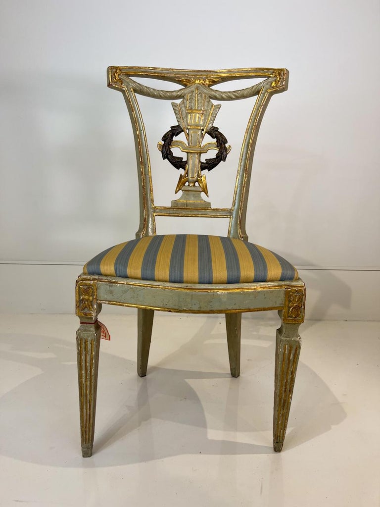 Set of 6 Italian Arrow Back Dining Chairs, 19th Century For Sale at 1stDibs