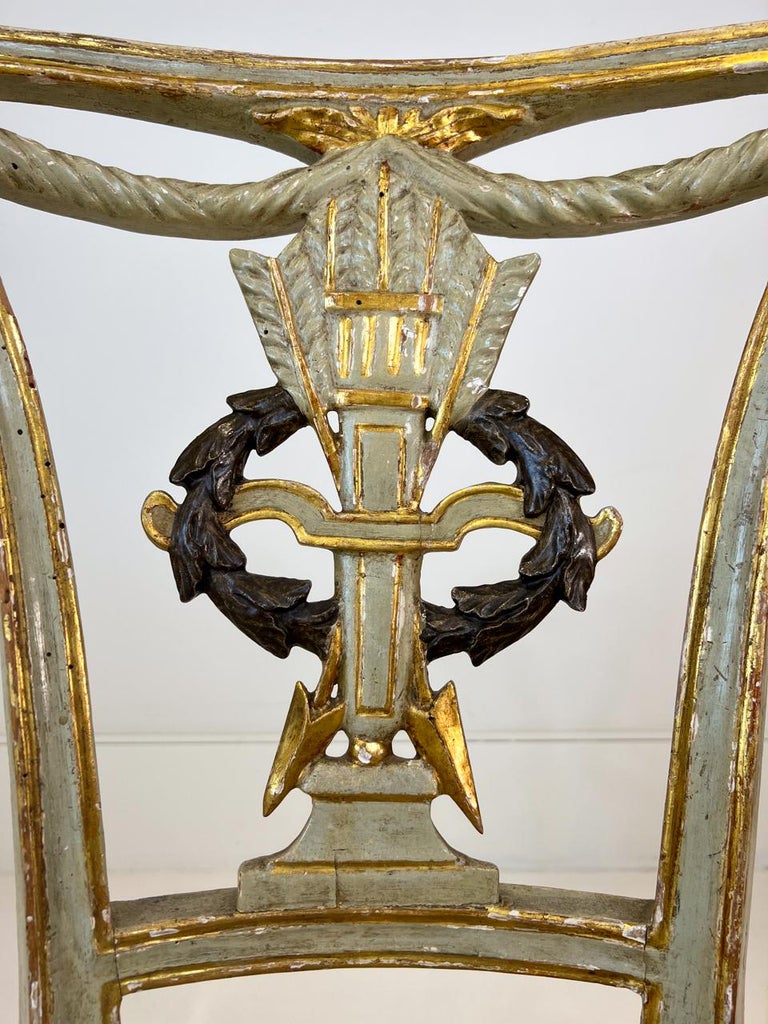 Set of 6 Italian Arrow Back Dining Chairs, 19th Century at 1stDibs