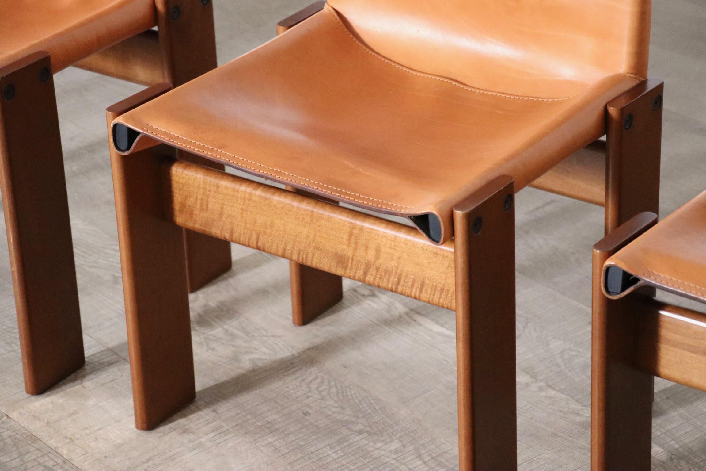 Set Of 6 Afra And Tobia Scarpa Monk Dining Chairs For Molteni Italy ...