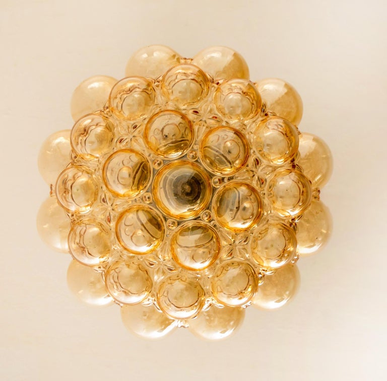 Set of 6 Amber Bubble Glass Pendant Light Fixtures by Helena Tynell ...