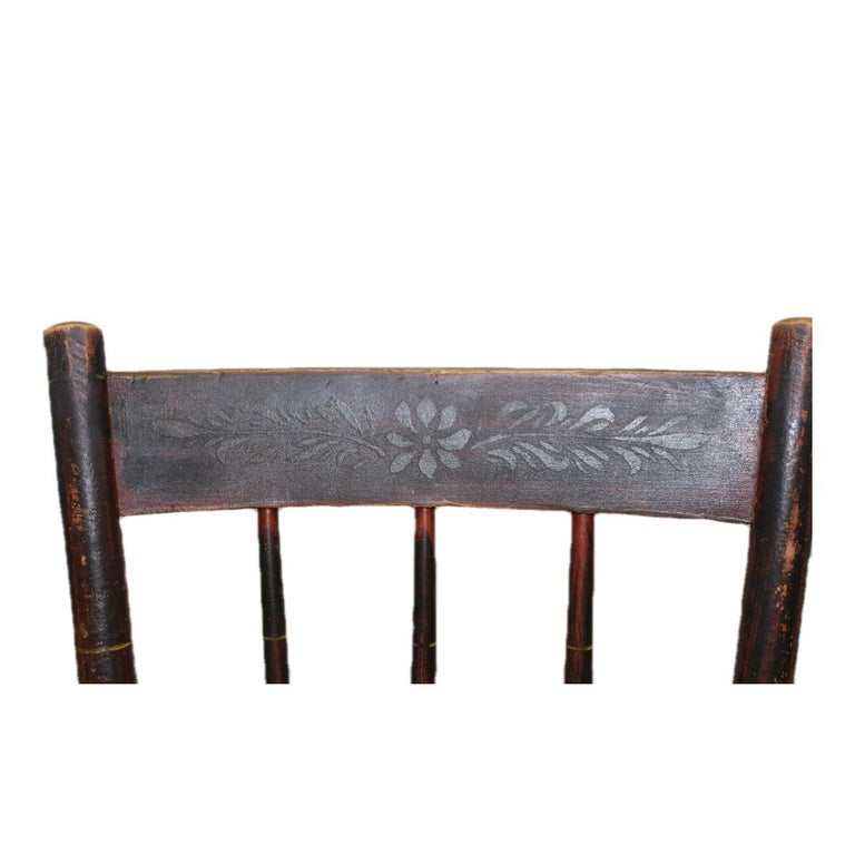 Set of 6 American Stenciled Painted Side Chairs For Sale at 1stDibs