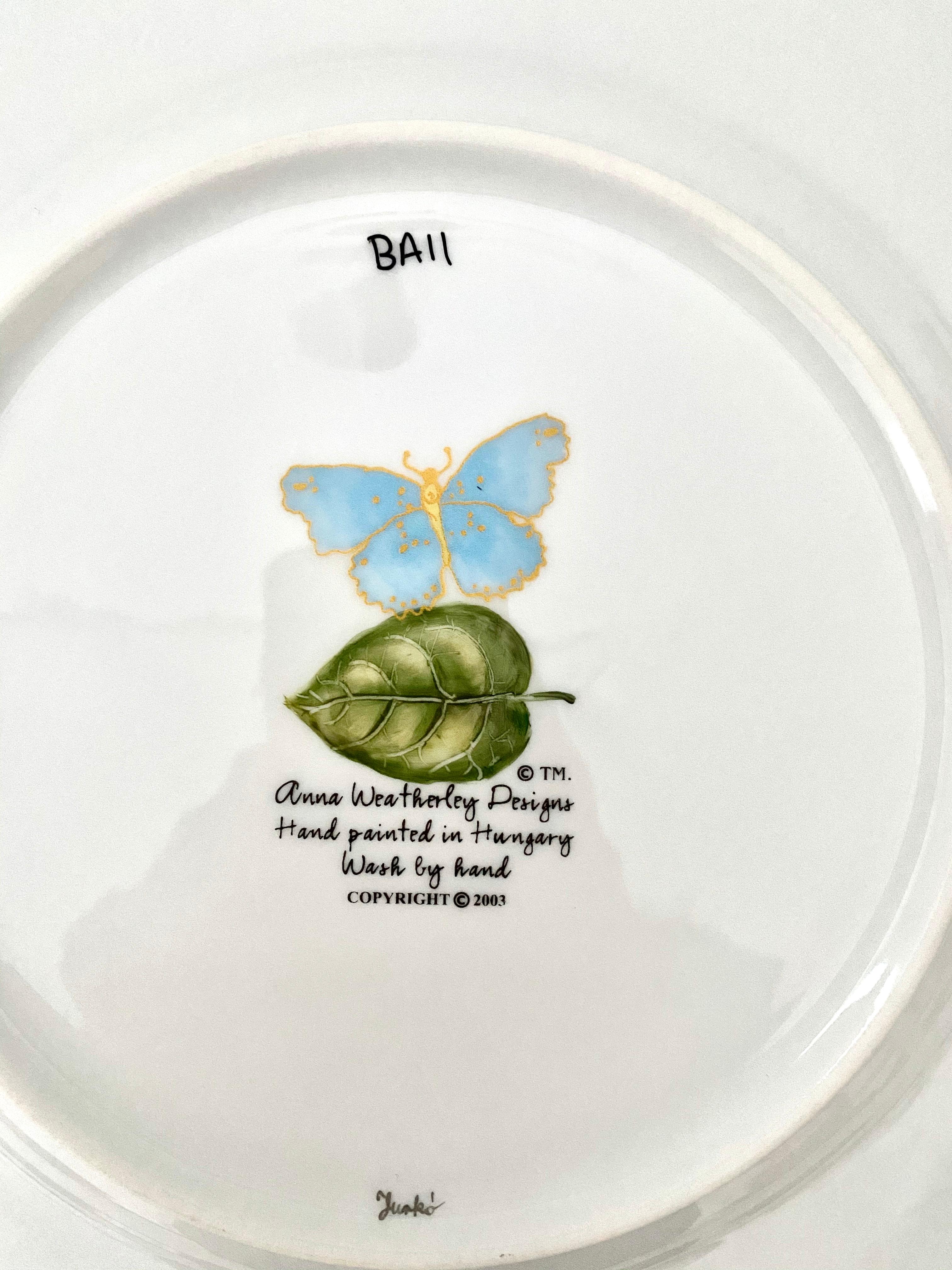 Set of 6 Anna Weatherley Hand Painted Porcelain Dinner Plates at ...