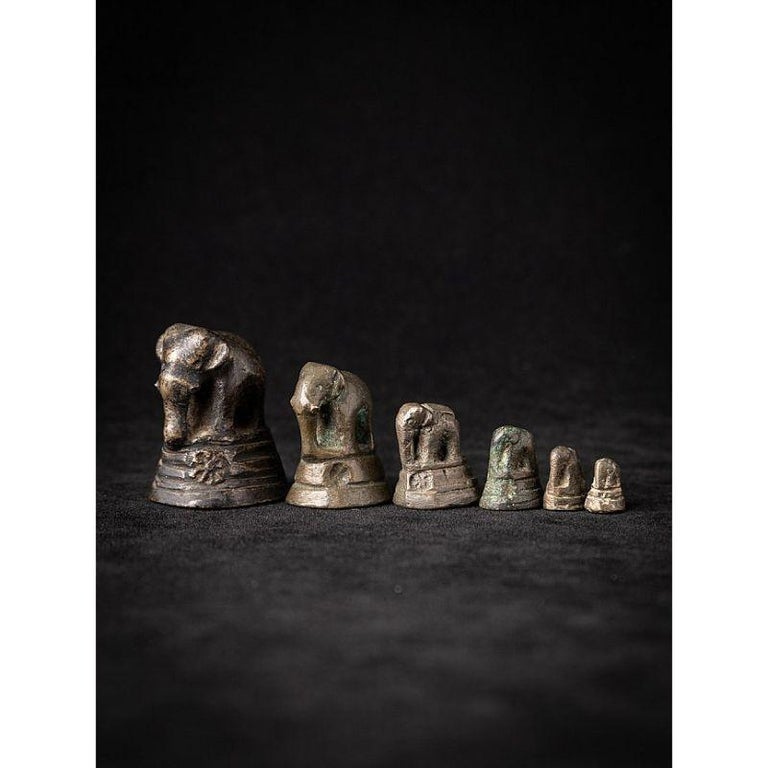 Set of 6 Antique Bronze Opium Weights from Burma For Sale at 1stDibs