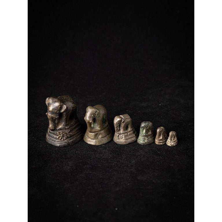 Set of 6 Antique Bronze Opium Weights from Burma For Sale at 1stDibs