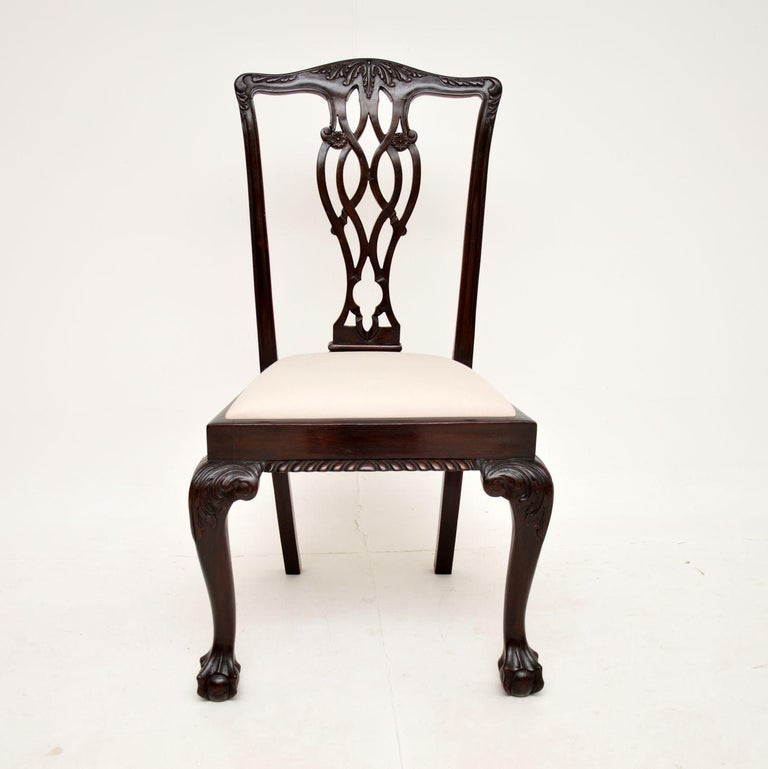 Set of 6 Antique Chippendale Style Dining Chairs For Sale at 1stDibs