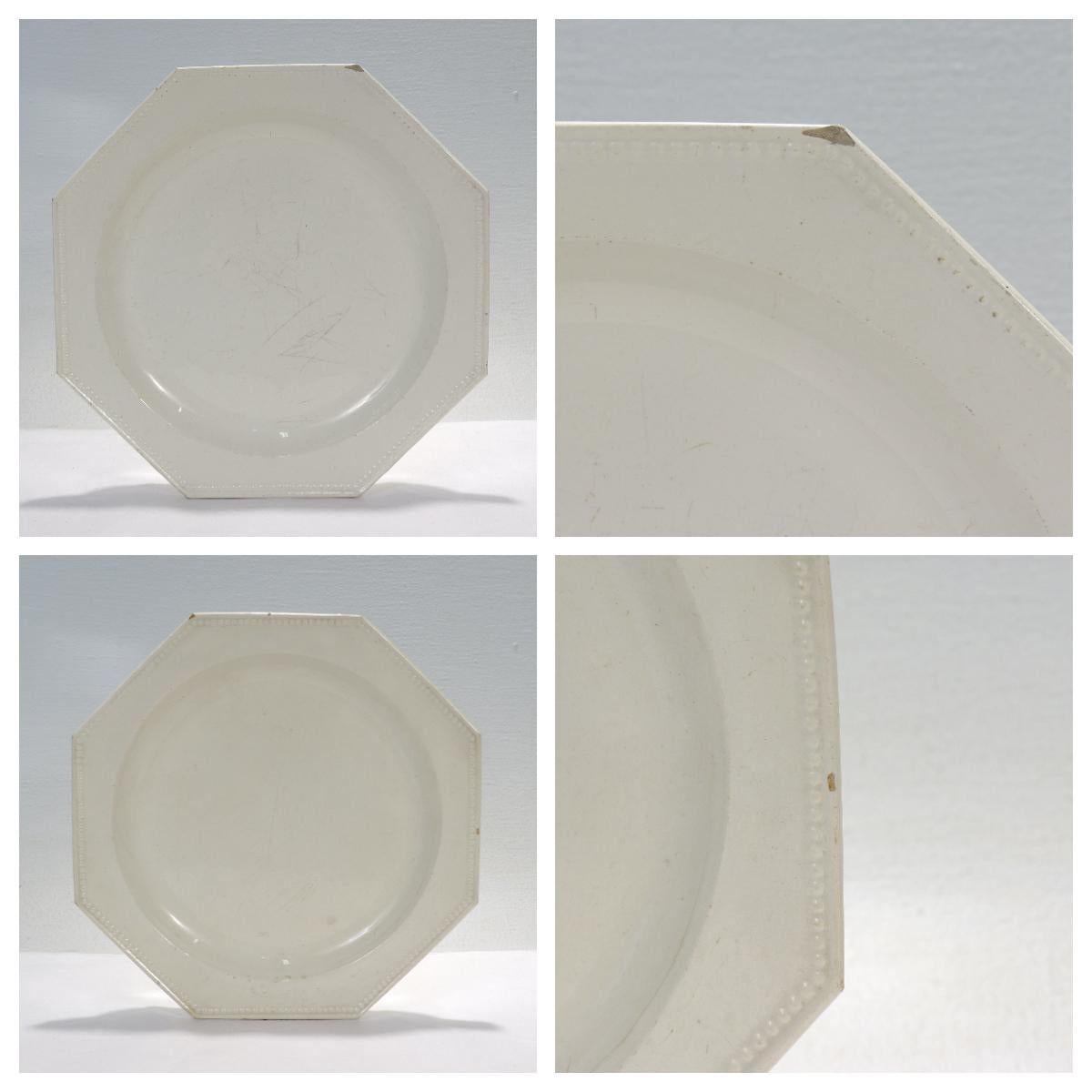 Set of 6 Antique French Creamware Octagonal Plates by Montereau For ...