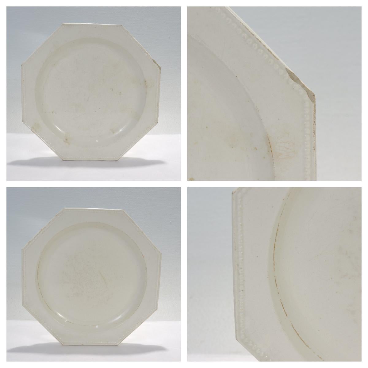 Set of 6 Antique French Creamware Octagonal Plates by Montereau For ...