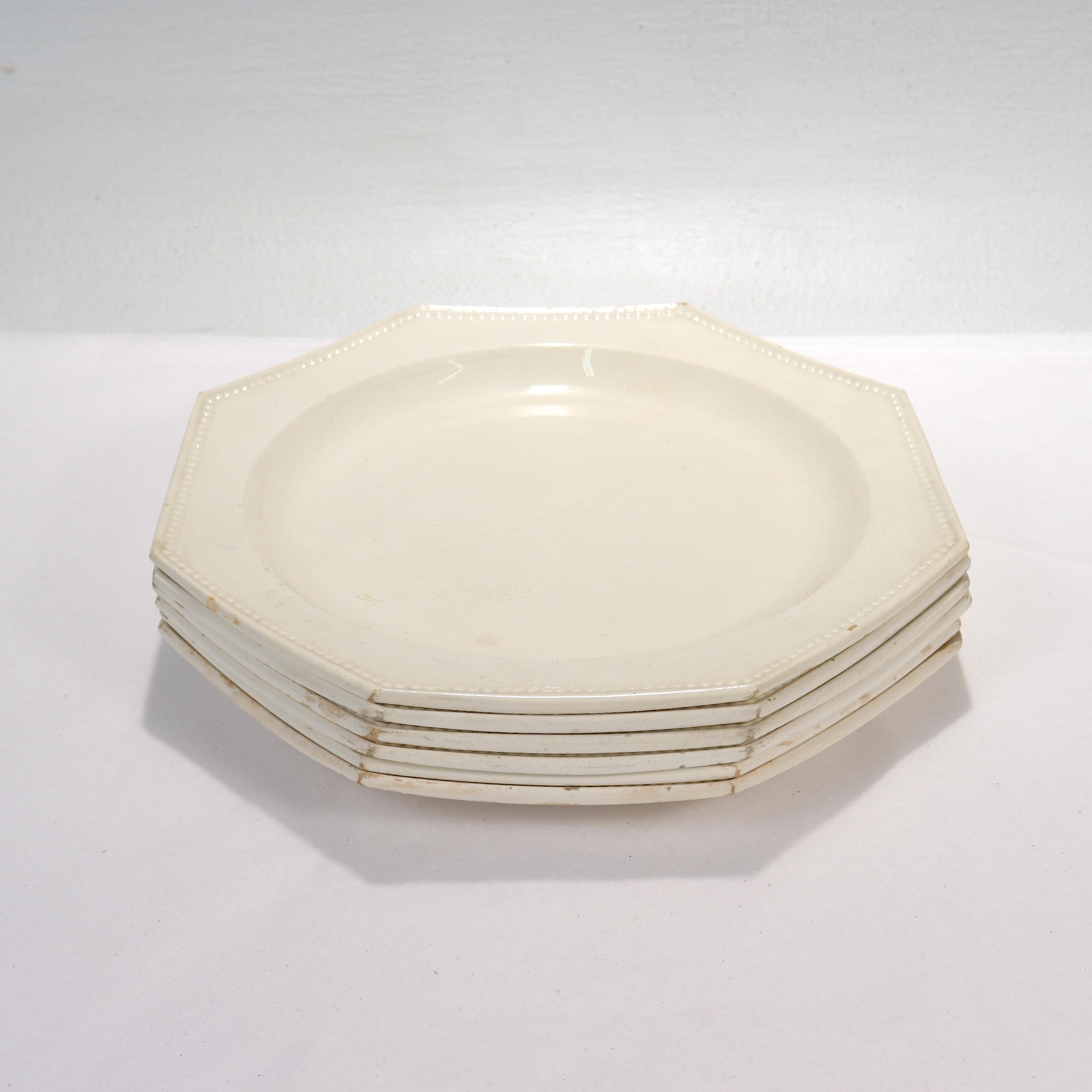 Set of 6 Antique French Creamware Octagonal Plates by Montereau For ...