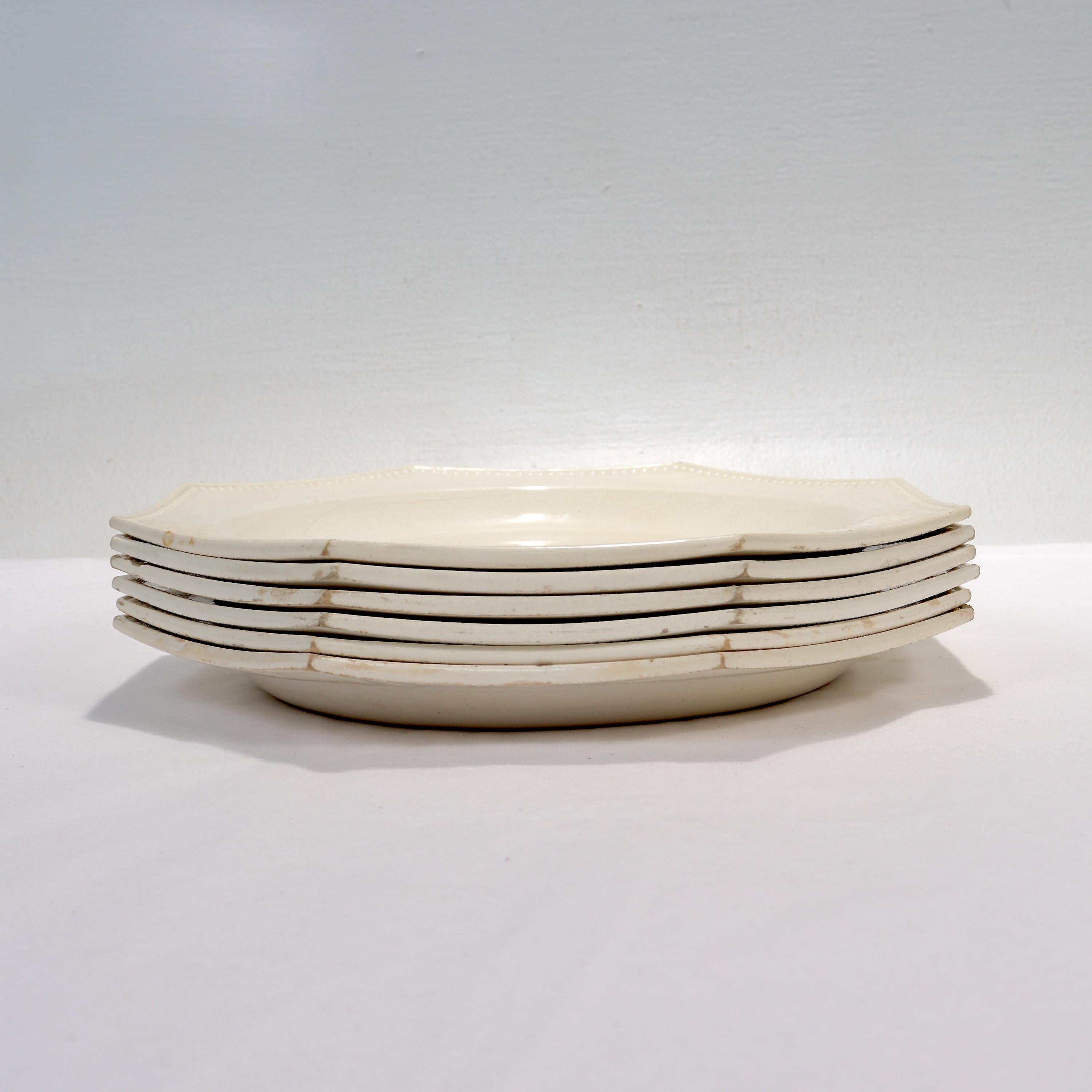 Set of 6 Antique French Creamware Octagonal Plates by Montereau For ...