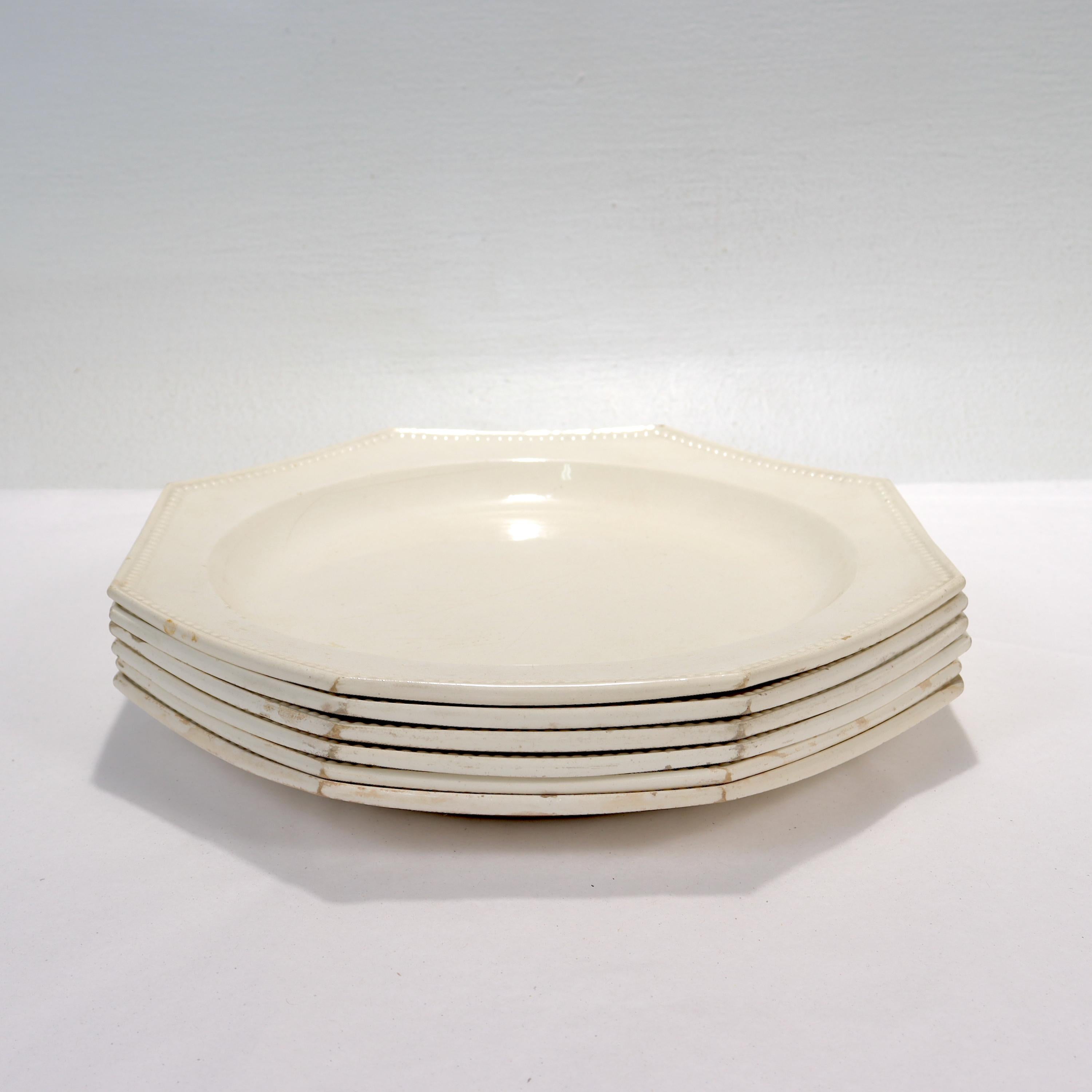 Set of 6 Antique French Creamware Octagonal Plates by Montereau For ...