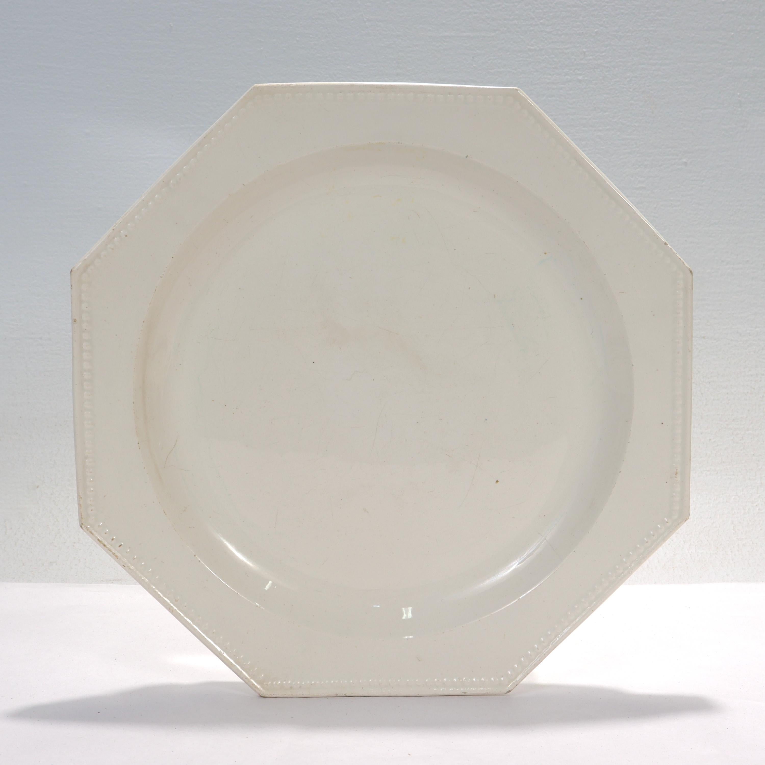 Set of 6 Antique French Creamware Octagonal Plates by Montereau For ...
