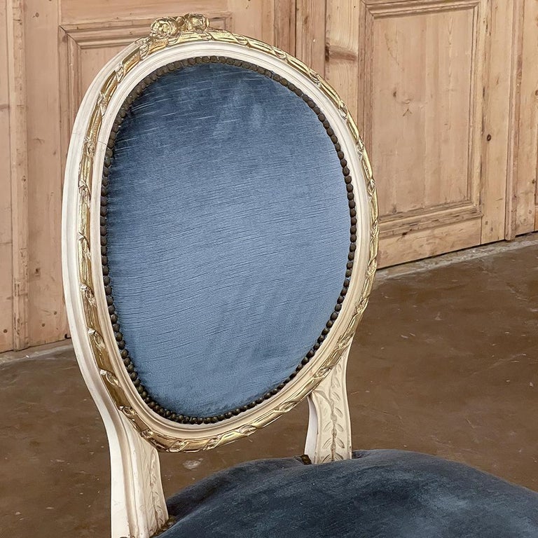 Set of 6 Antique French Louis XVI Painted Dining Chairs For Sale at 1stDibs