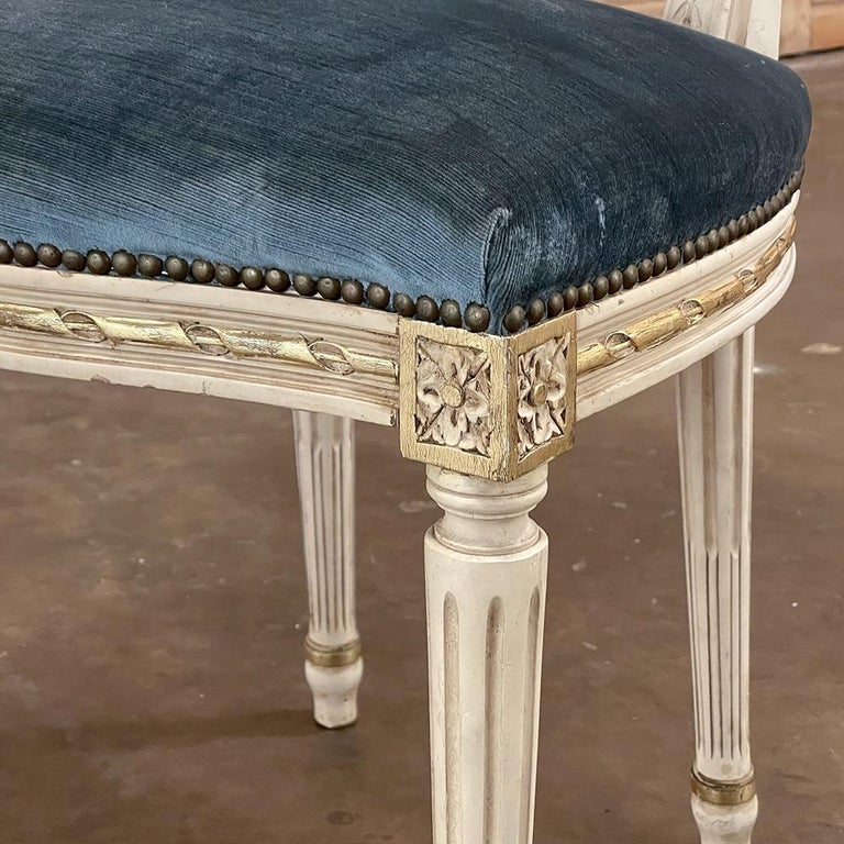 Set of 6 Antique French Louis XVI Painted Dining Chairs For Sale at 1stDibs