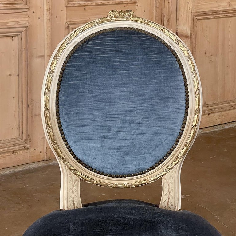 Set of 6 Antique French Louis XVI Painted Dining Chairs For Sale at 1stDibs