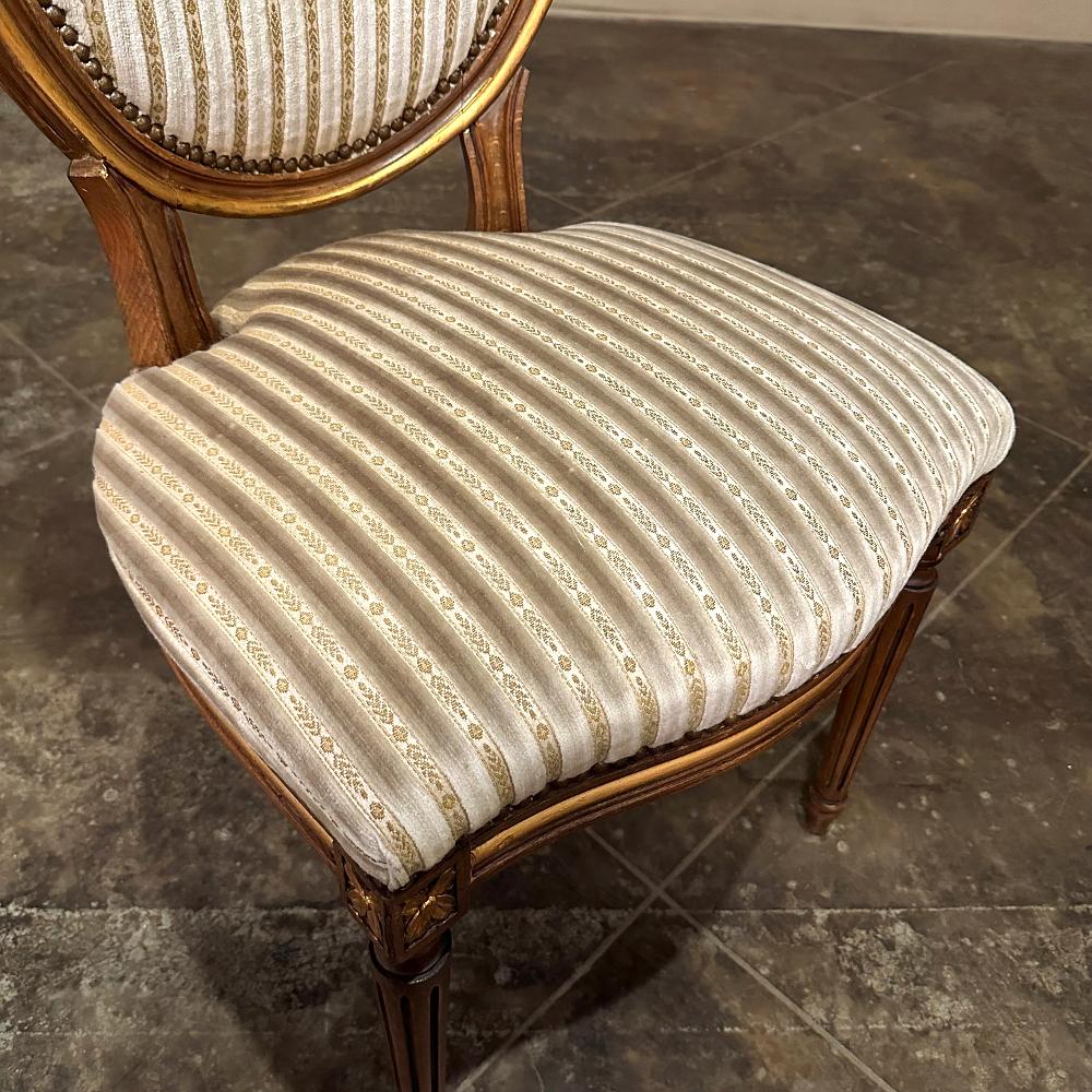 Set of 6 Antique French Louis XVI Upholstered Dining Chairs For Sale at ...