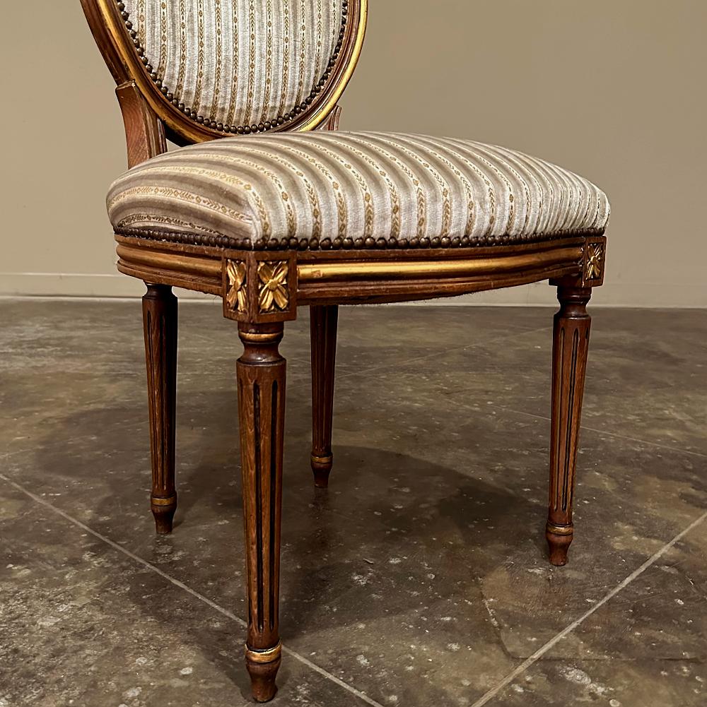 Set of 6 Antique French Louis XVI Upholstered Dining Chairs For Sale at ...