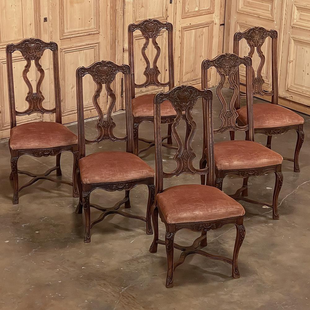 Set of 6 Antique Liegoise Louis XIV Dining Chairs For Sale at 1stDibs