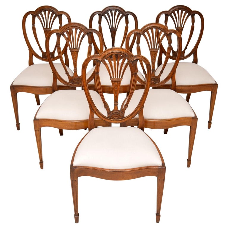 Set of 6 Antique Mahogany Sheraton Style Dining Chairs at 1stDibs