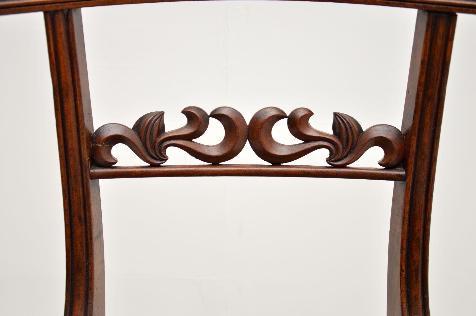 Set of 6 Antique Regency Wood and Leather Dining Chairs at 1stDibs