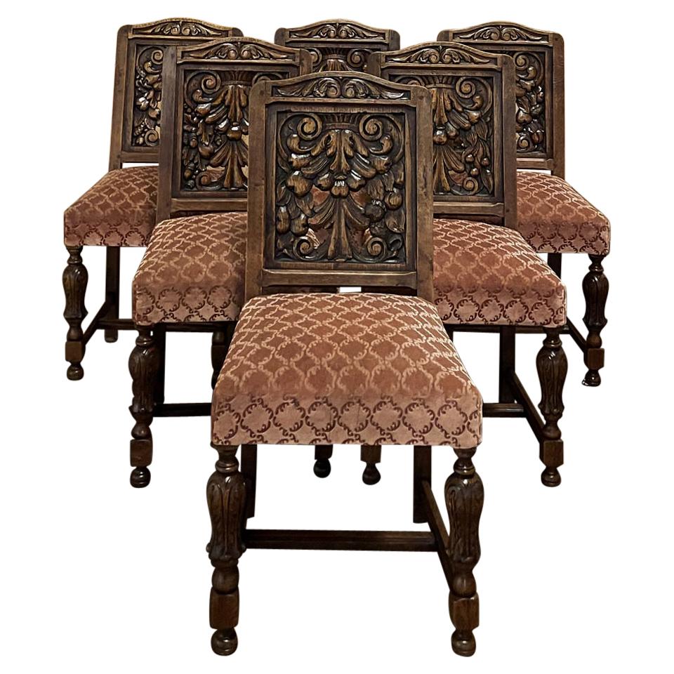 Set of 6 Antique Renaissance Revival Carved Dining Chairs For Sale at ...