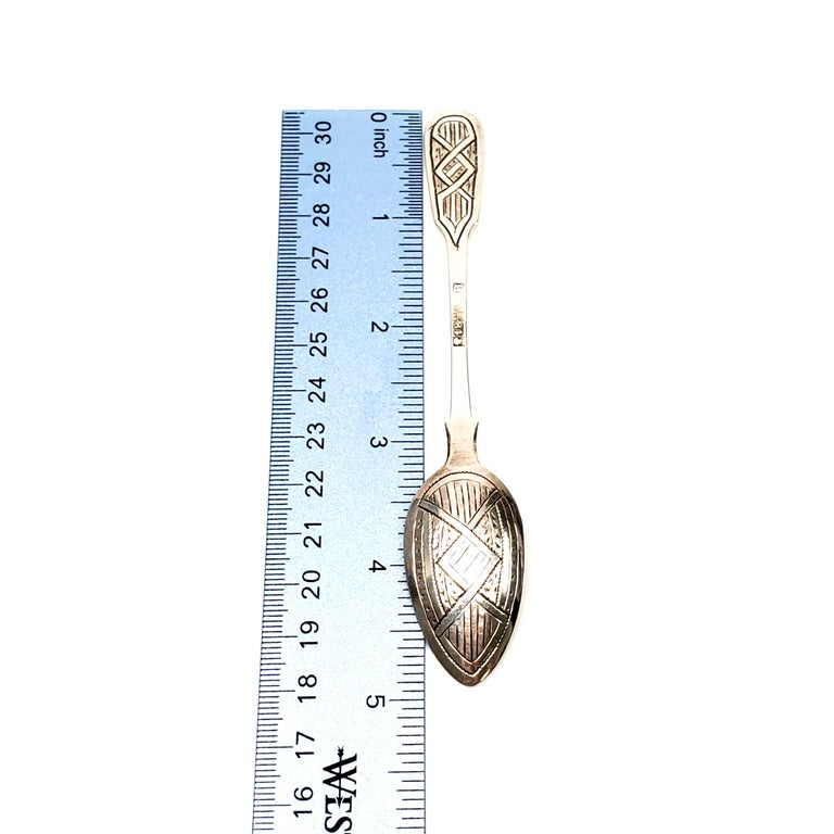 Set of 6 Antique Russian 875 Silver Spoons For Sale at 1stDibs