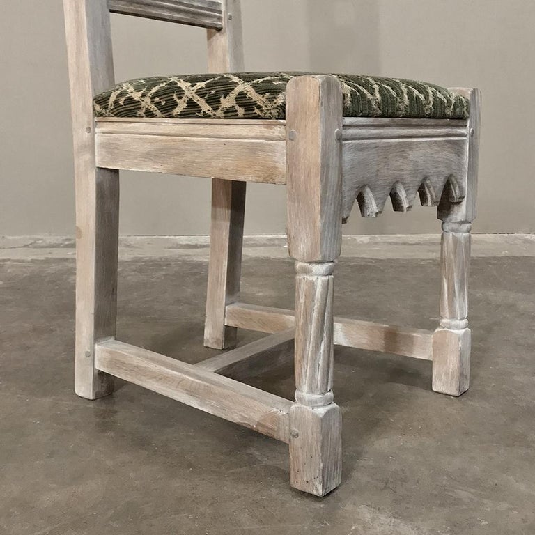 Set of 6 Antique Rustic French Gothic Whitewashed Dining Chairs For ...