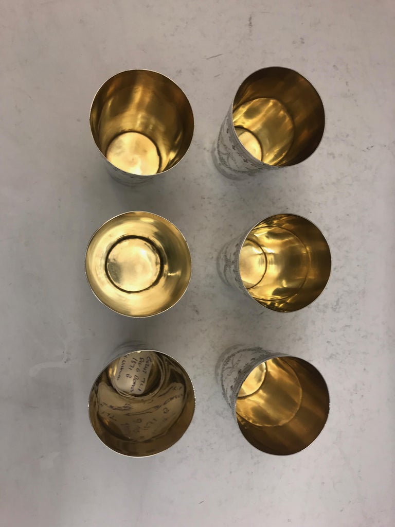 Set of 6 Antique Silver Beakers Made by Henry Wigful at 1stDibs