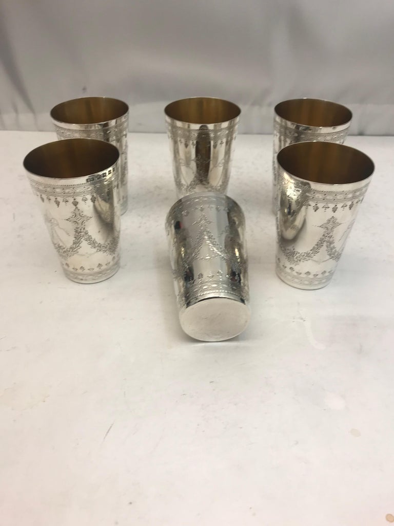 Set of 6 Antique Silver Beakers Made by Henry Wigful at 1stDibs