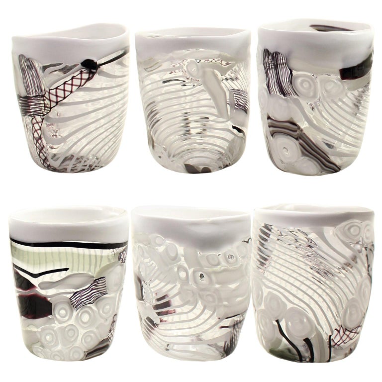 Set of 6 Artistic Handmade Glasses in Murano Glass Inspiration by ...