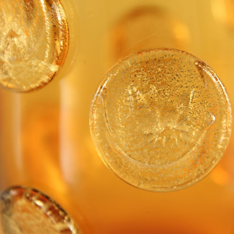 Set of 6 Artistic Handmade Glasses Murano Amber Glass Gold Details by ...