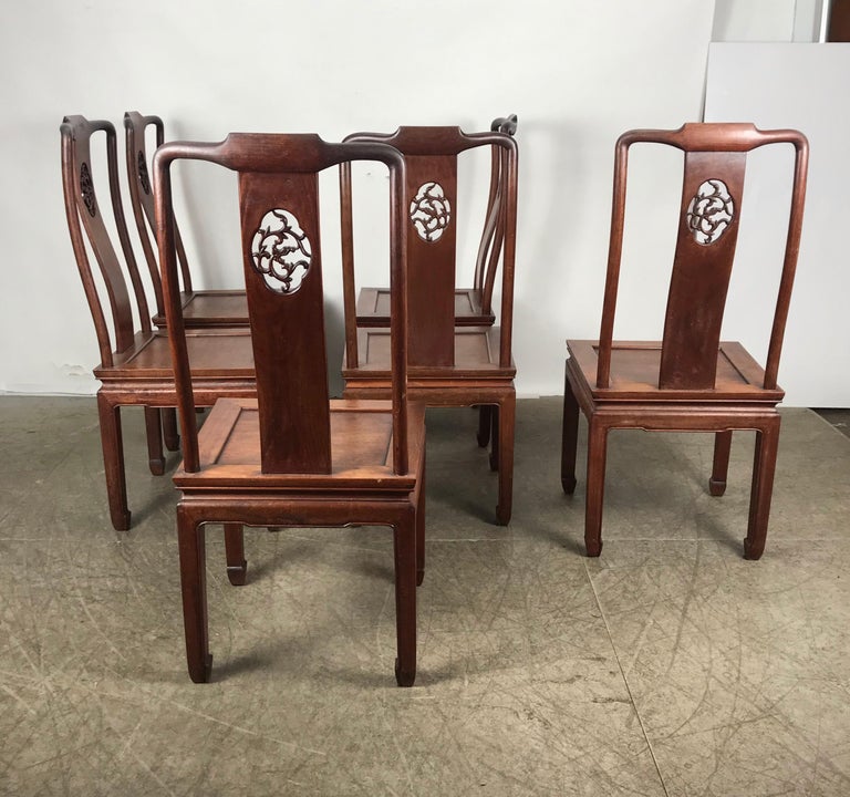 Set of 6 Asian Modern Solid Rosewood Dining Chairs For Sale at 1stDibs