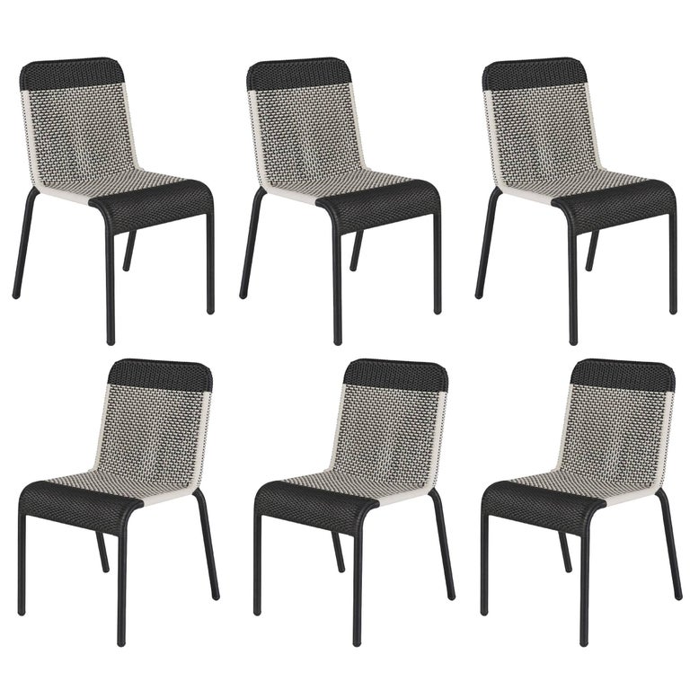 Set of Six Black and White Resin Stackable Chairs at 1stDibs | black ...