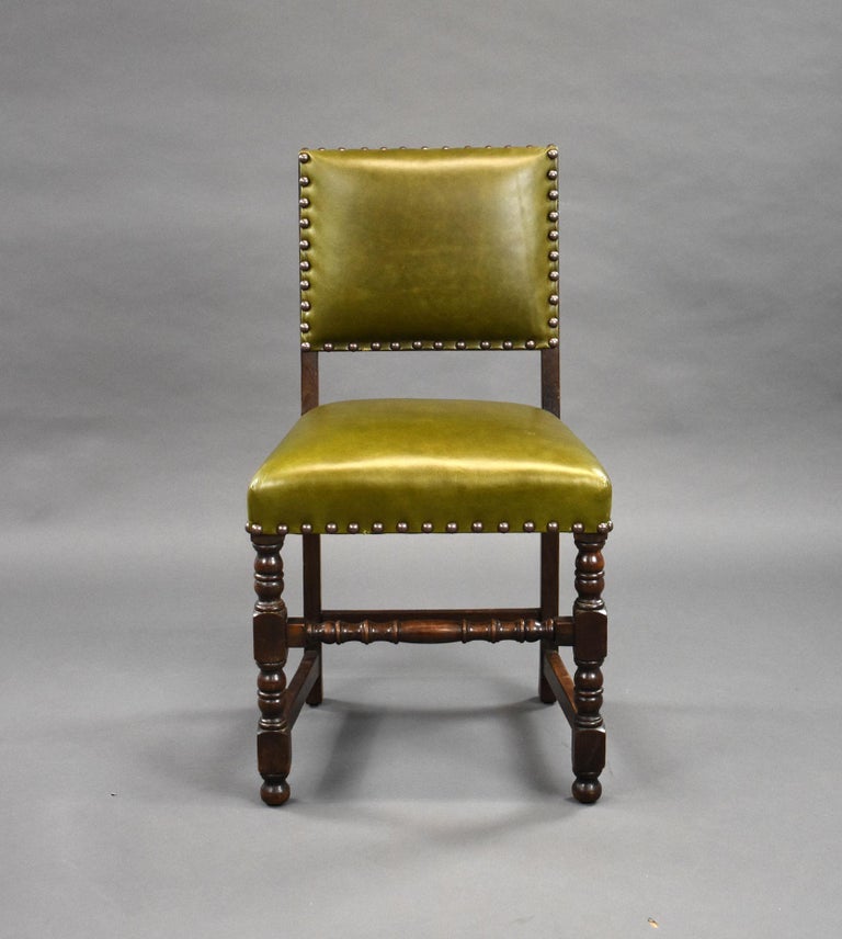 Set of 6 Carolean Style Oak Dining Chairs For Sale at 1stDibs