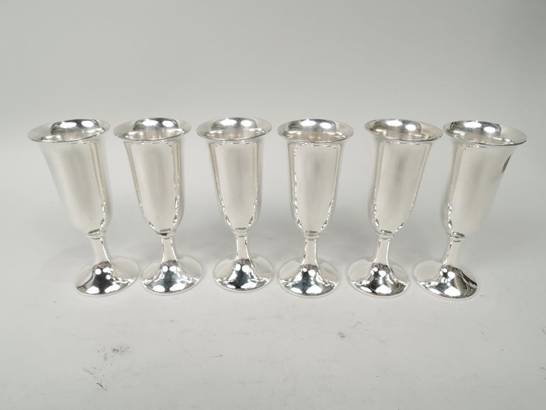 Set of 6 Cartier American Modern Sterling Silver Cordial Cups on Tray ...