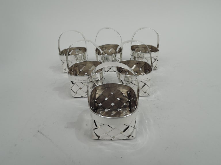 Set of 6 Cartier Small Splurge-Size Sterling Silver Baskets For Sale at ...