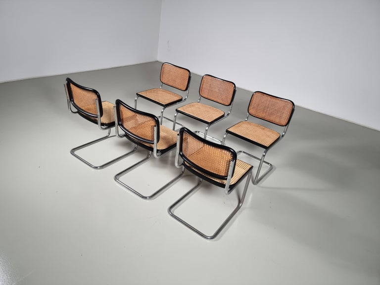 Set of 6 Cesca Chairs by Marcel Breuer for Gavina, 1970s For Sale at ...