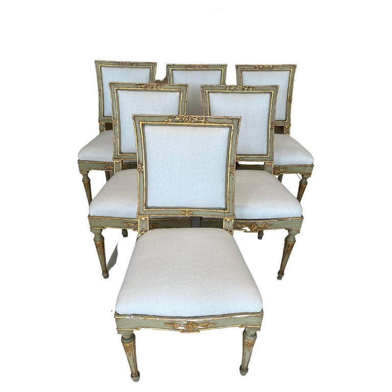 Ensemble de 6 chaises, chaises d'appoint italiennes Louis XVI, 18ème ...