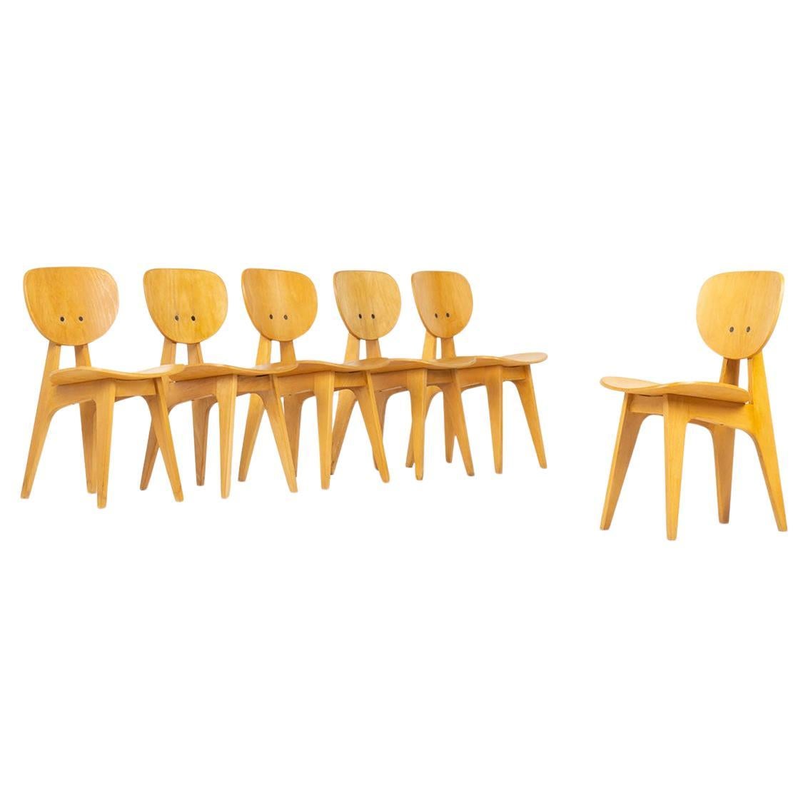 Set of 6 Chairs Model 3221 by Junzo Sakakura for Tendo Mokko 1953 For ...