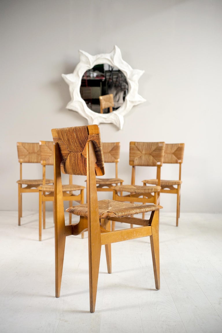 Set of 6 Chairs Model C Marcel Gascoin, France, 1950 at 1stDibs