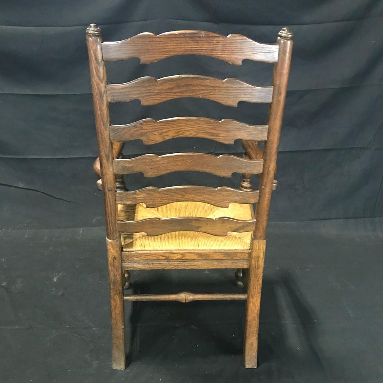 Set of 6 Charming Vintage English Wavy Ladder Back Dining Chairs with ...